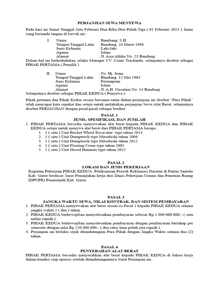 Akta Di Bawah Tangan | PDF