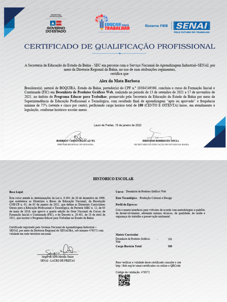Relatorio Certificado Web Design | PDF | Desenvolvimento profissional