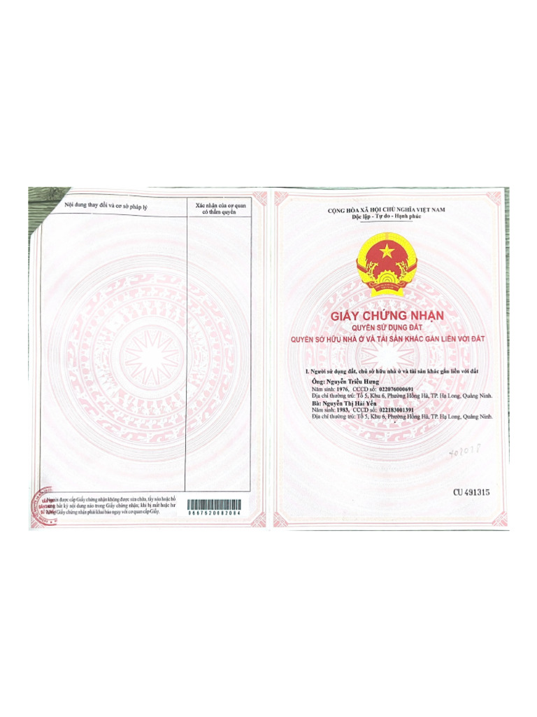 Giay Chung Nhan QSDD | PDF