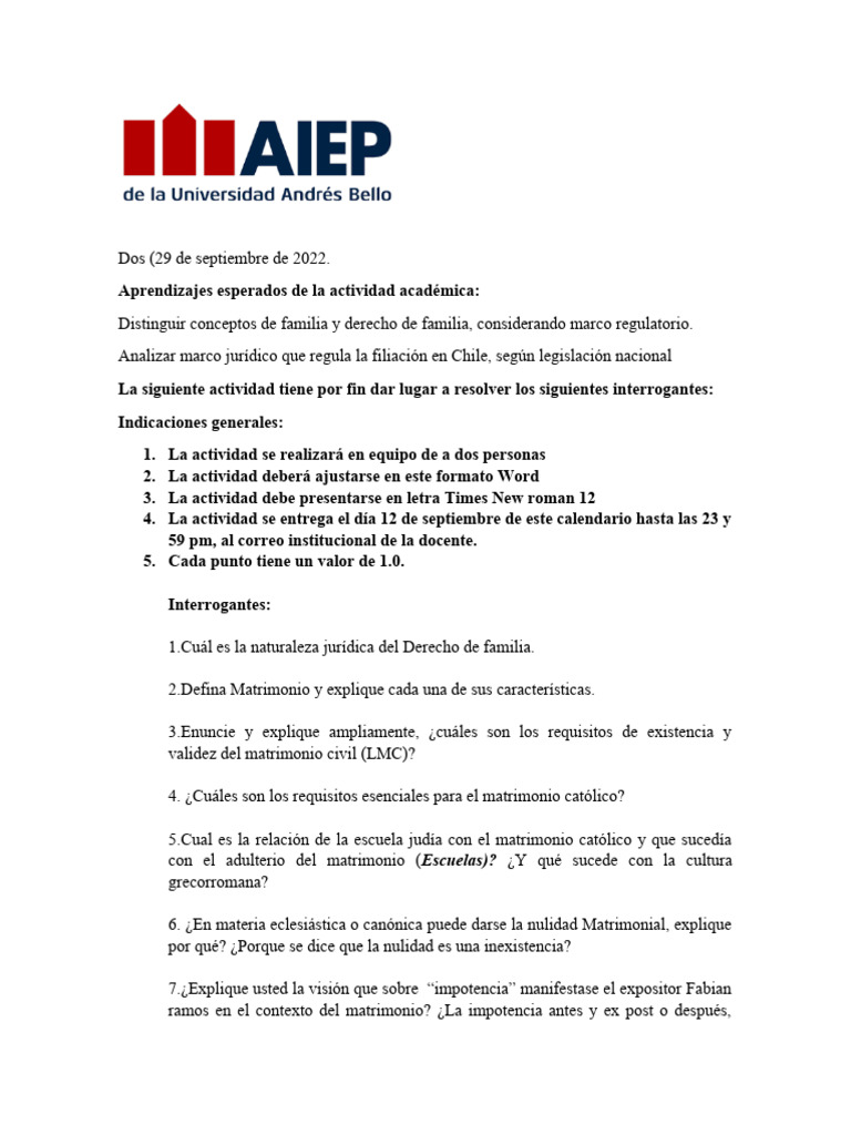 Actividad Sumativa Familia AIEP | PDF