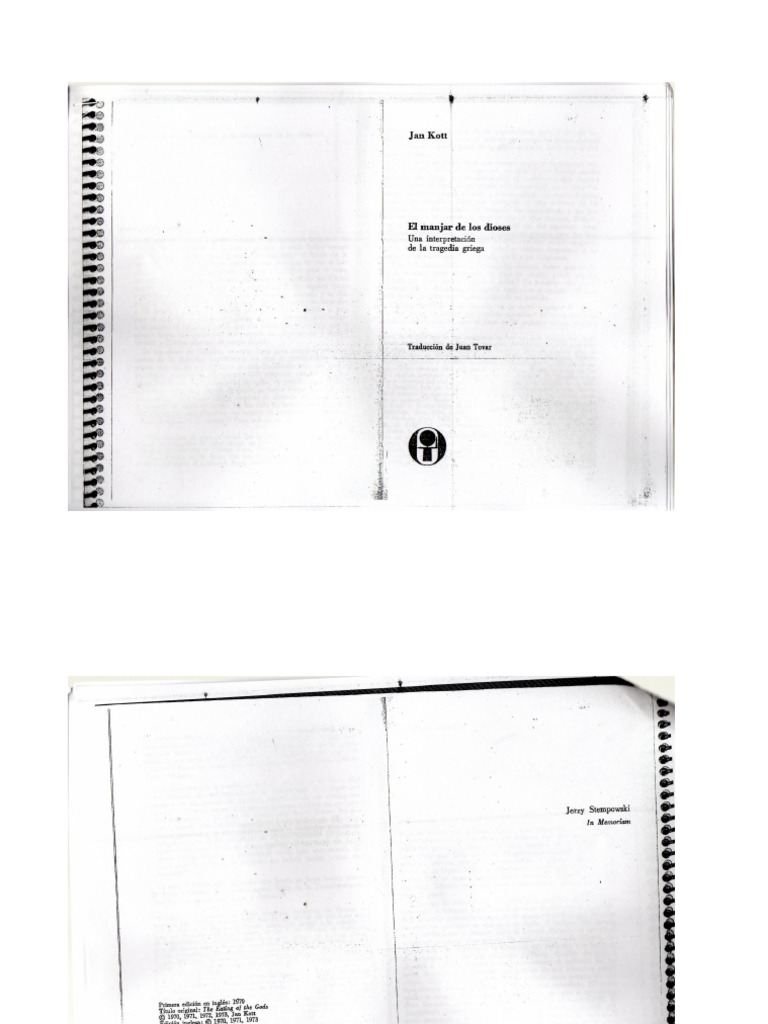 Jan Kott. Ayax Tres Veces Burlado. El Manjar de Los Dioses | PDF