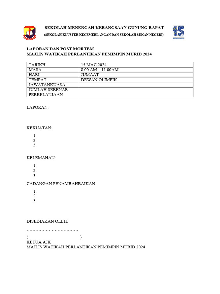 Laporan Majlis Watikah Perlantikan 2024 | PDF