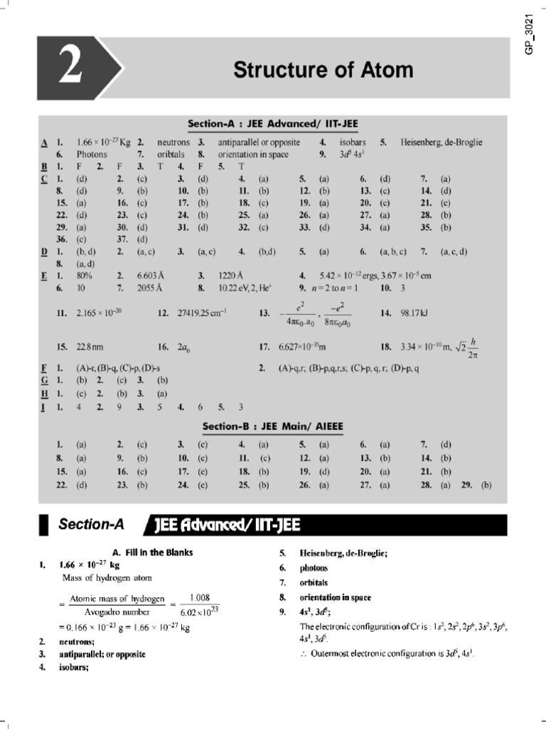 2A. Solutions - Structure of Atom | PDF