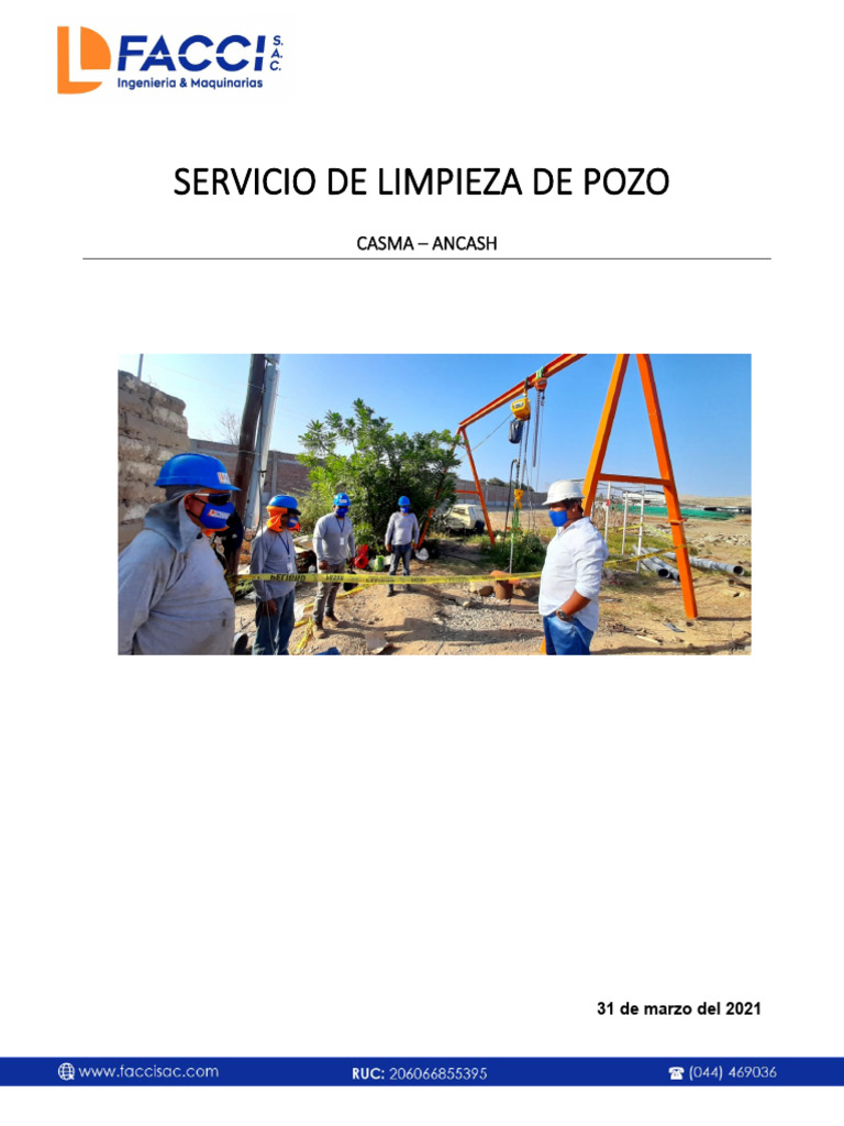 Informe de Limpieza de Pozo - Agricola Chavin | PDF | Agua