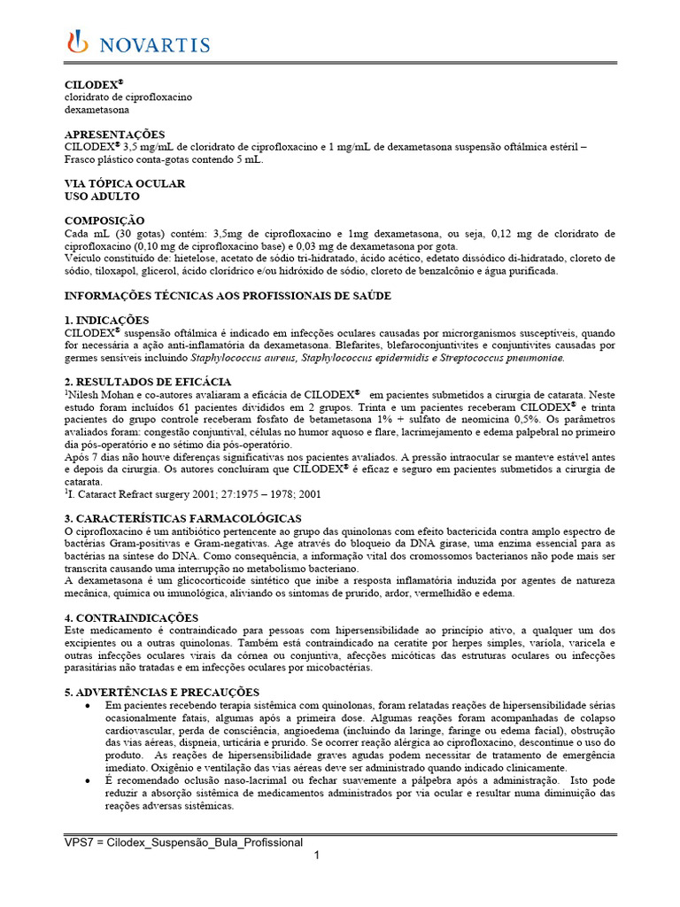 Bula CILODEX Suspensao Oftalmica Esteril Medico | PDF | Gravidez | Infecção