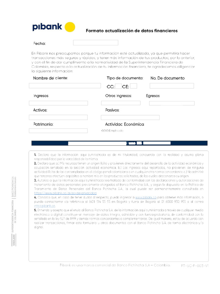 Formato de Actualizacion de Datos | PDF
