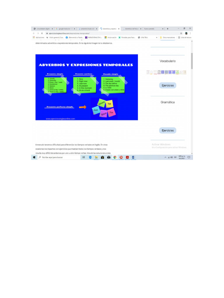 Expresiones de Tiempo Segun El Tiempo Verbal | PDF