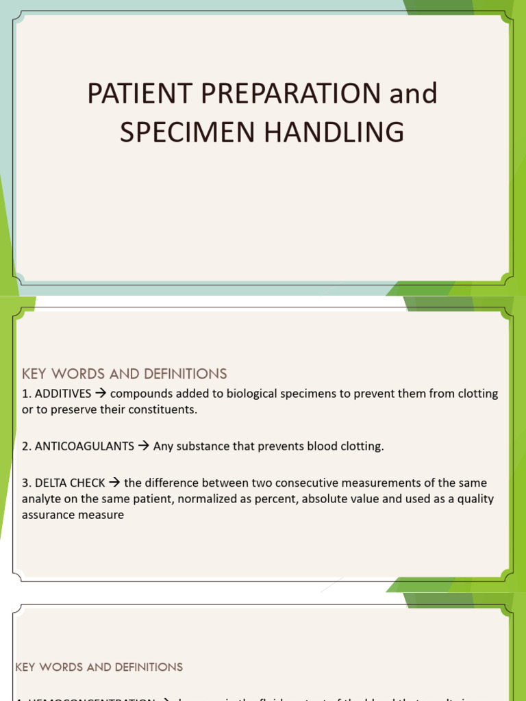 Patient Preparation and Specimen Collection | PDF | Vein | Arm