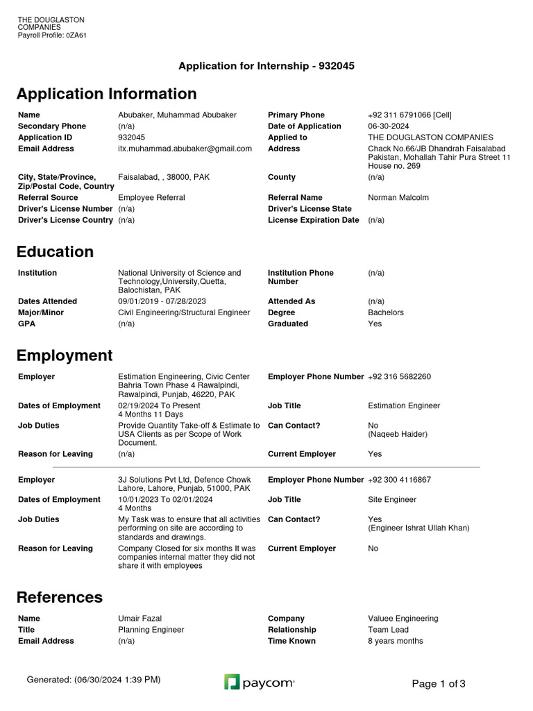 Application | PDF | Employment | Business