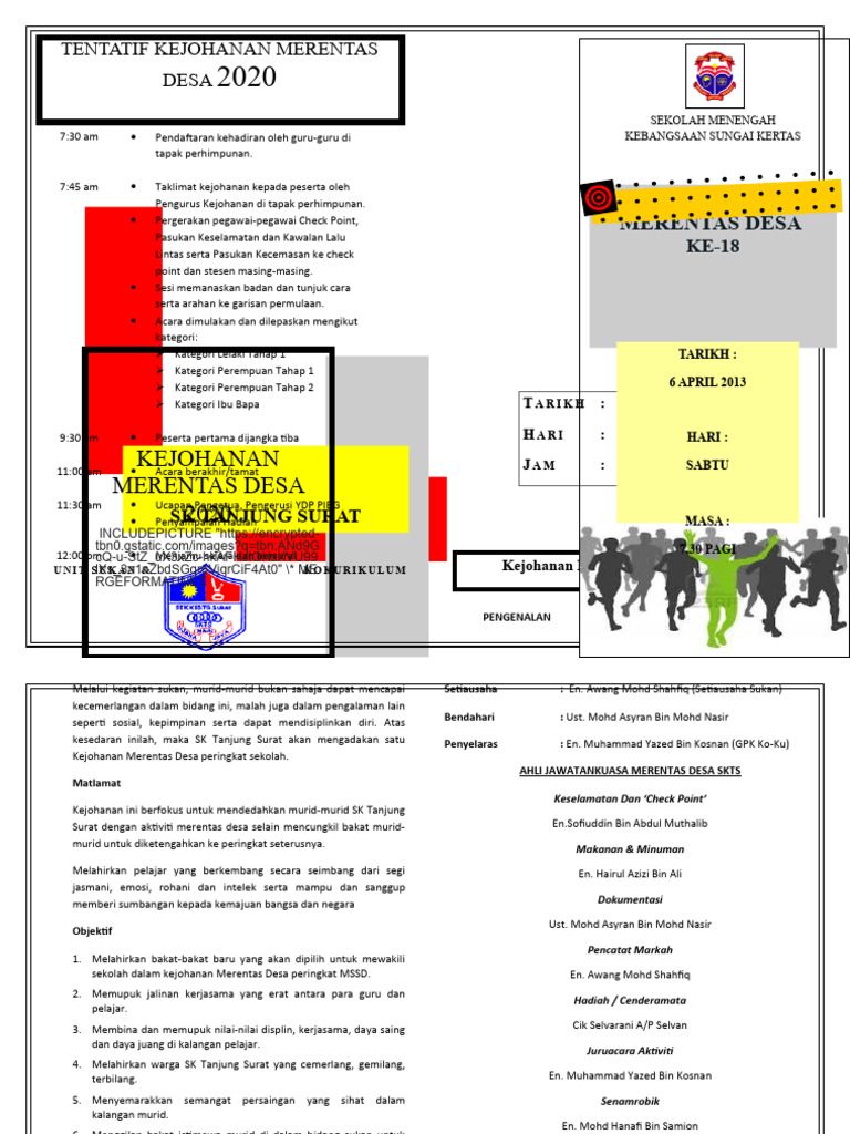 Pamplet Kejohanan Merentas Desa SKTS 2020 | PDF