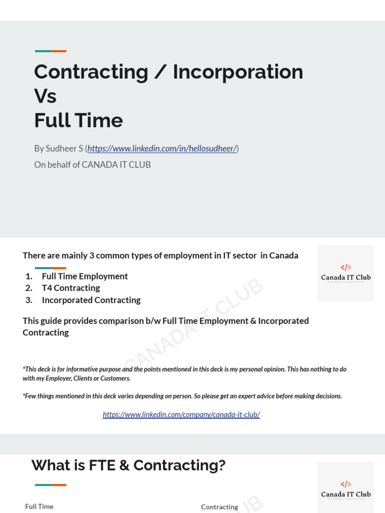 Canada FTE Vs Contracting 1670346031 | PDF | Employment | Taxes