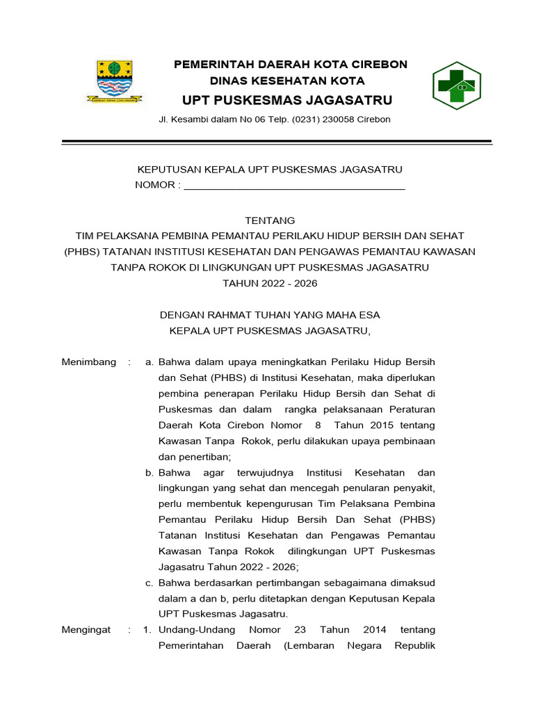 SK PHBS Dan KTR Jagasatru 2021 | PDF | Pengembangan Diri