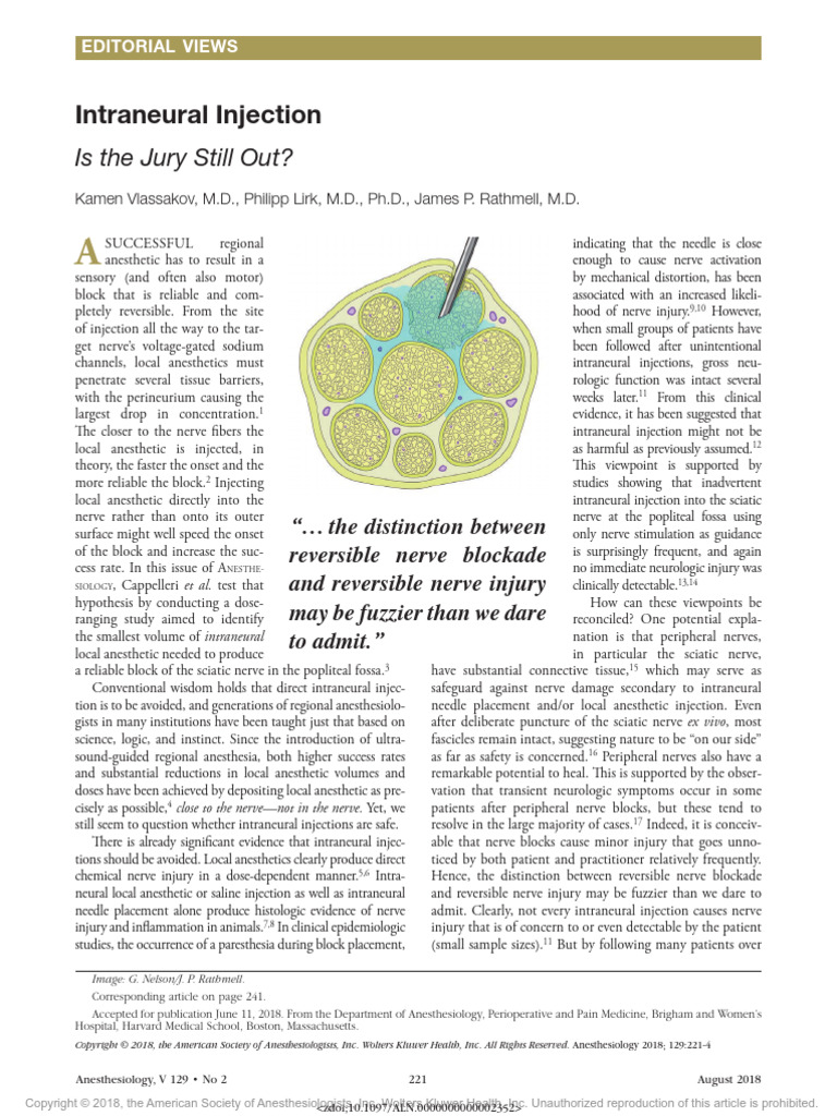 Lesion Intraneural Agosto 2018 | PDF | Anesthesia | Injection (Medicine)