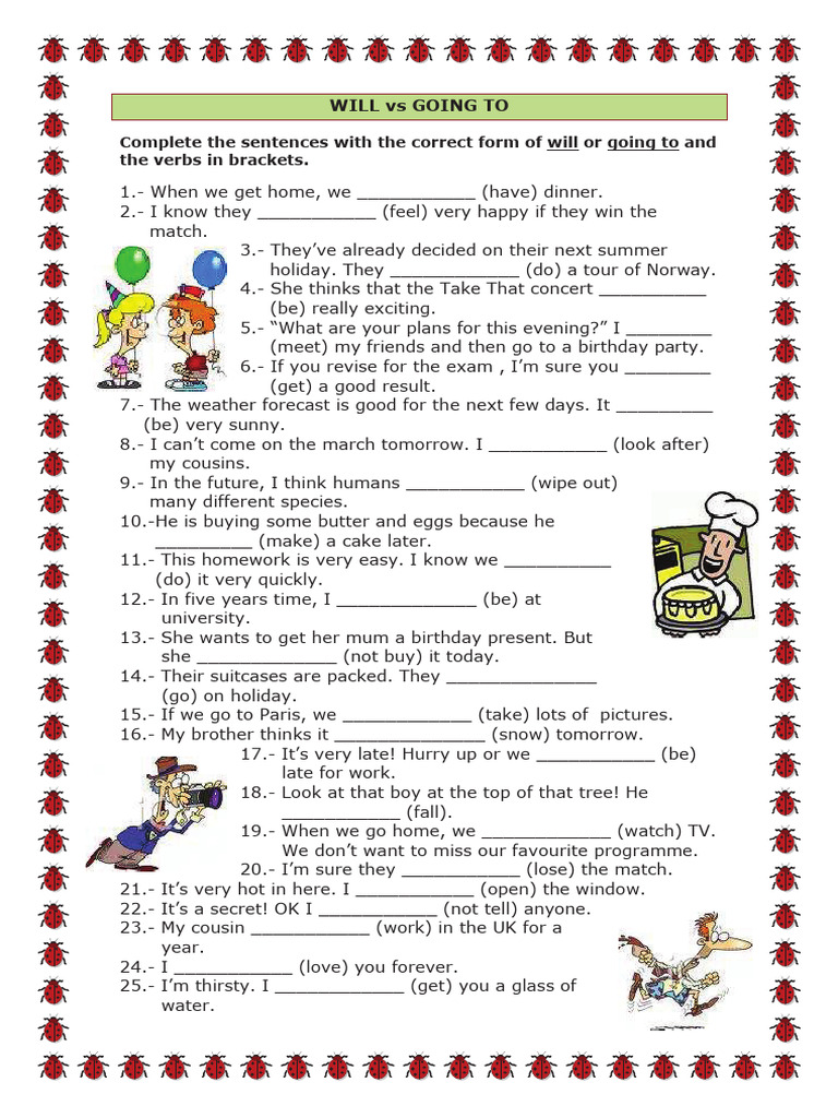 Exercise Future Tense & Going To Form 01 | PDF