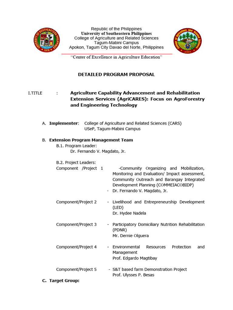 AgriCARES Program Proposal for Agroforestry | PDF | Business | Social ...
