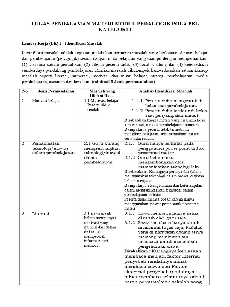 LK TUGAS PBL Pedagogik K1 | PDF | Karier & Perkembangan