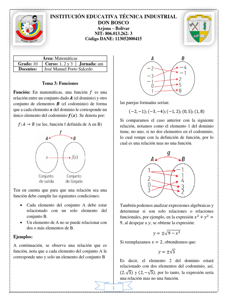 Tema 3 Funciones (Dominio y Rango) | PDF | Función (Matemáticas ...