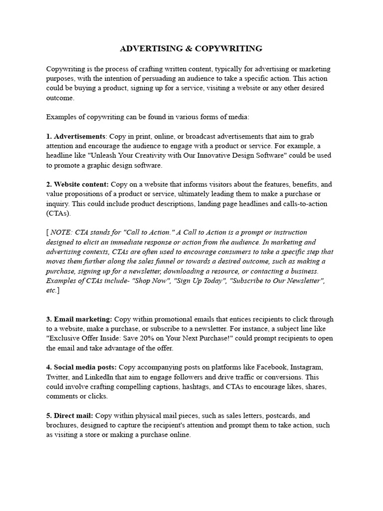 Advertising & Copywriting - Notes | PDF | Copywriting | Advertising