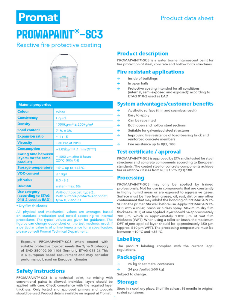 Promat Tds Fire Intumescent | PDF | Concrete | Paint