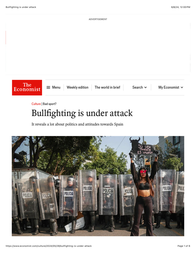 Bullfighting Is Under Attack | PDF | Bullfighting | Combat Sports