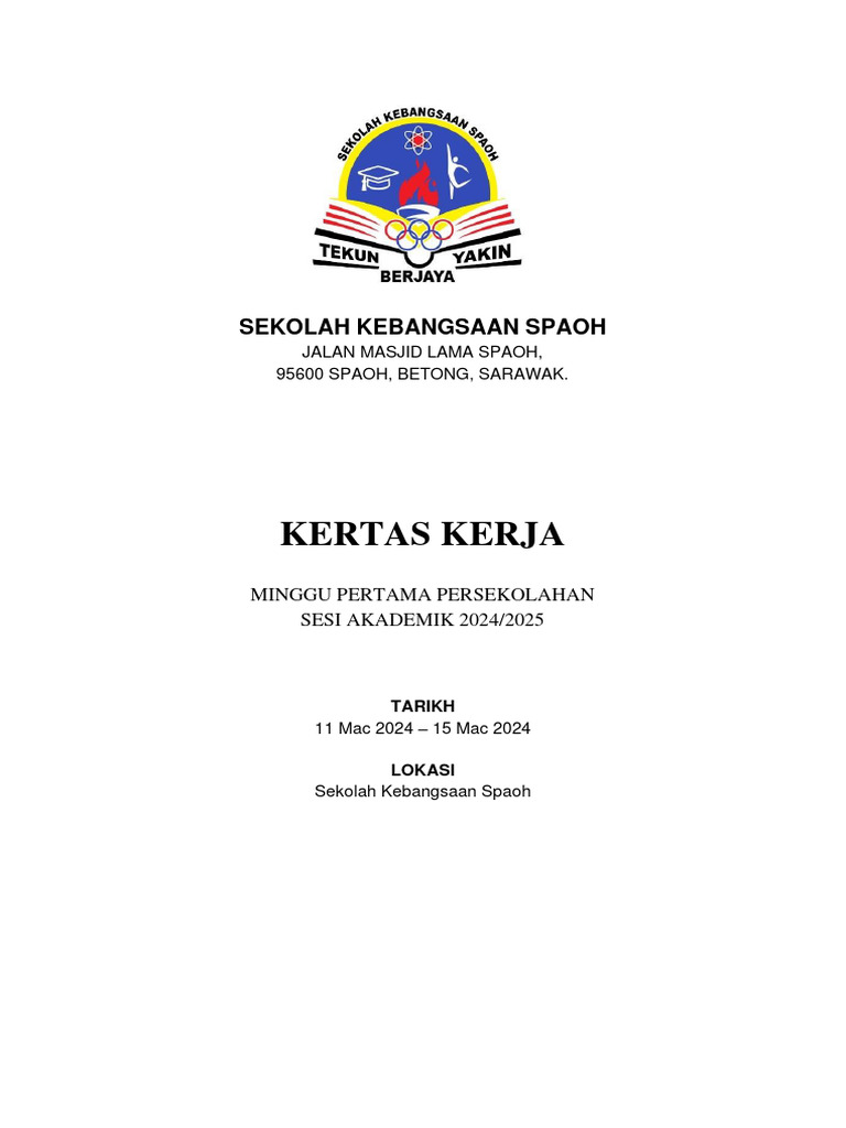 2024 Kertas Kerja Program Minggu Pertama Persekolahan | PDF