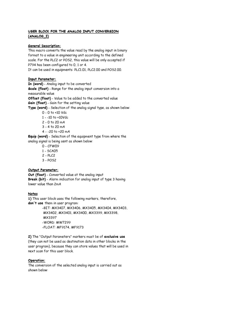 PLC Analog Input Conversion Guide | PDF