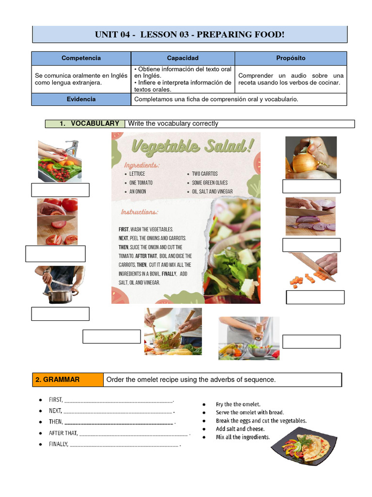 Preparación de Recetas en Inglés | PDF
