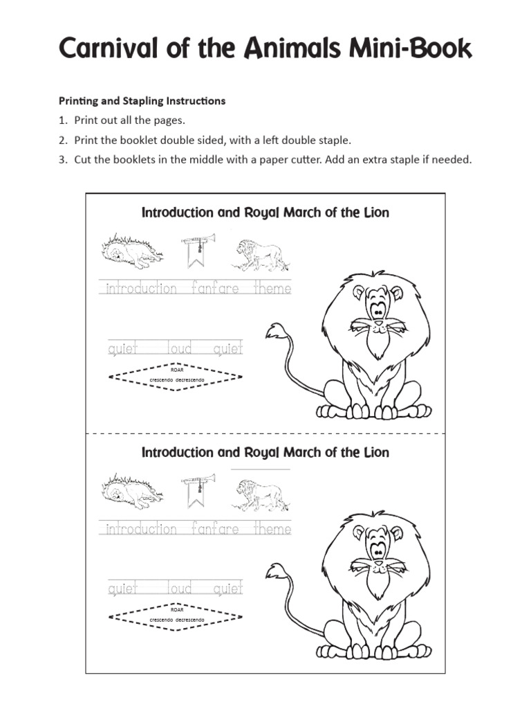 Carnival of The Animals Mini Book | PDF | The Carnival Of The Animals ...
