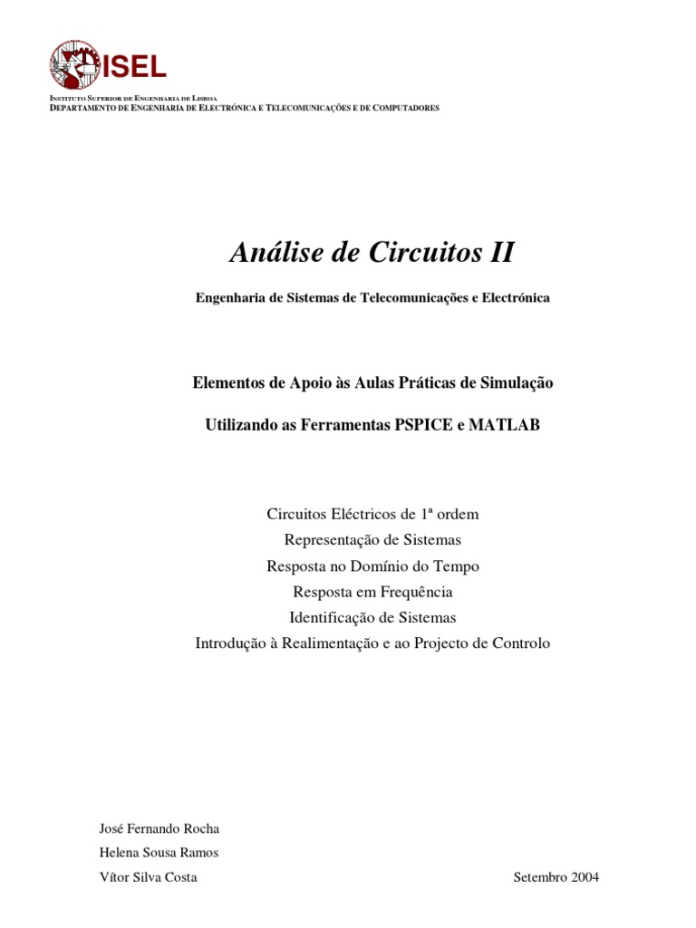 Analise De Circuitos Utilizando Pspice E Matlab Pdf Aileron Rede