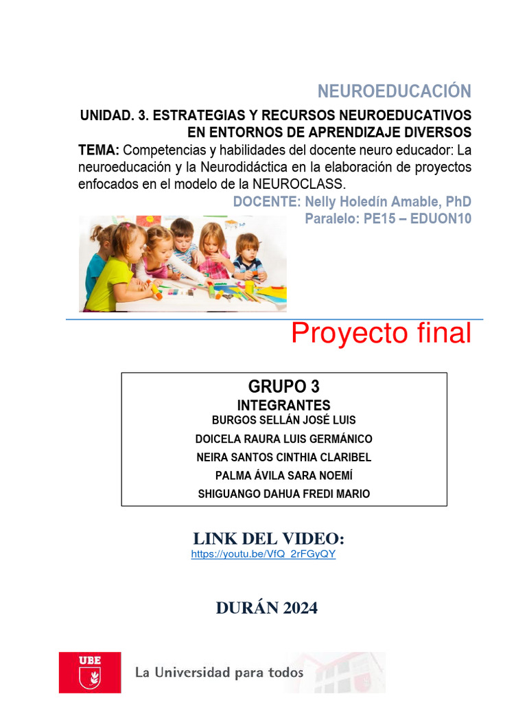 Proyecto Final Neuro | PDF | Aprendizaje | Enseñando