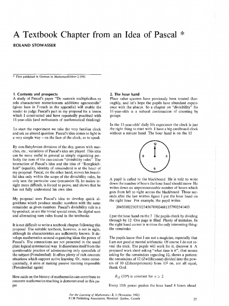 A Textbook From An Idea of Pascal | PDF | Numbers | Arithmetic