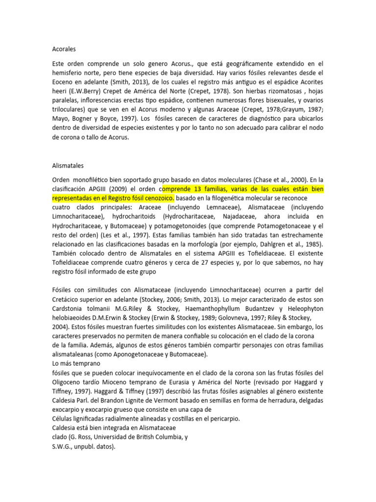 Acorales | PDF | Plantas | Botánica
