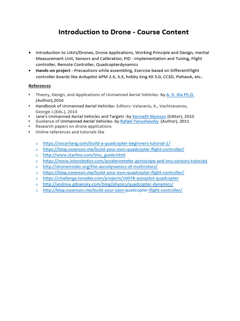 Introduction To Drones-Syllabus | PDF