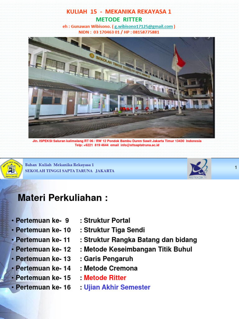 Kuliah Mek Rek 1 15 Metode Ritter | PDF | Teknologi & Rekayasa