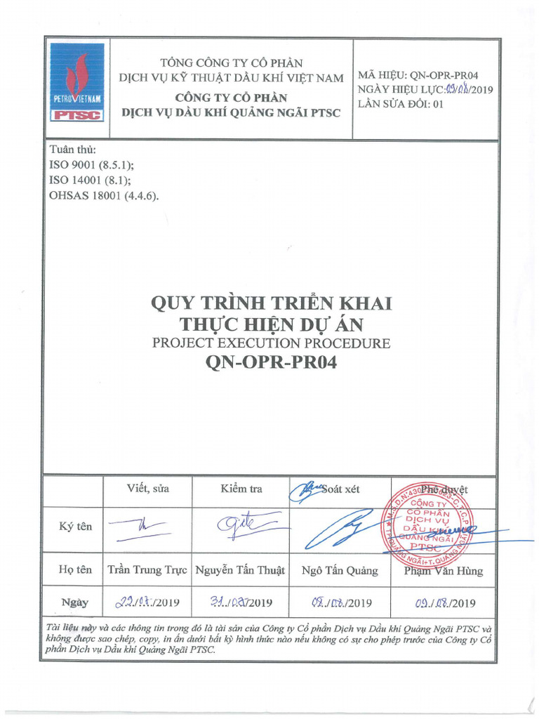QN - OPR.PR04 Quy Trinh Trien Khai Thuc Hien Du An | PDF