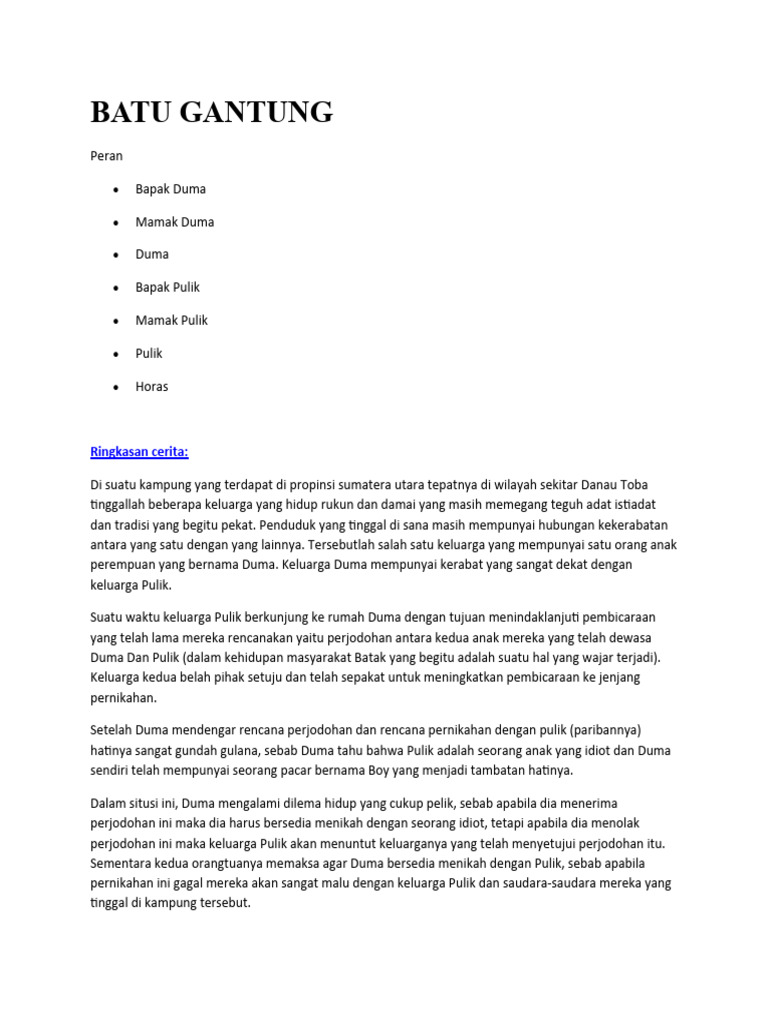 Naskah Drama Batu Gantung | PDF
