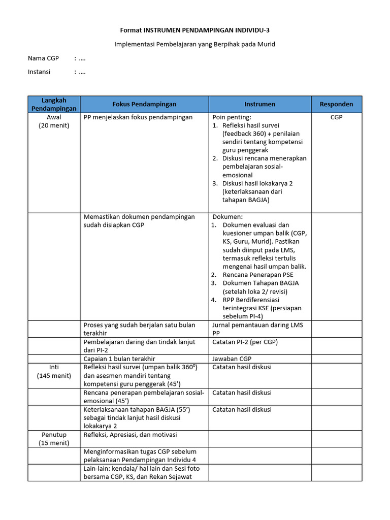 Form - Instrumen PI-3 | PDF