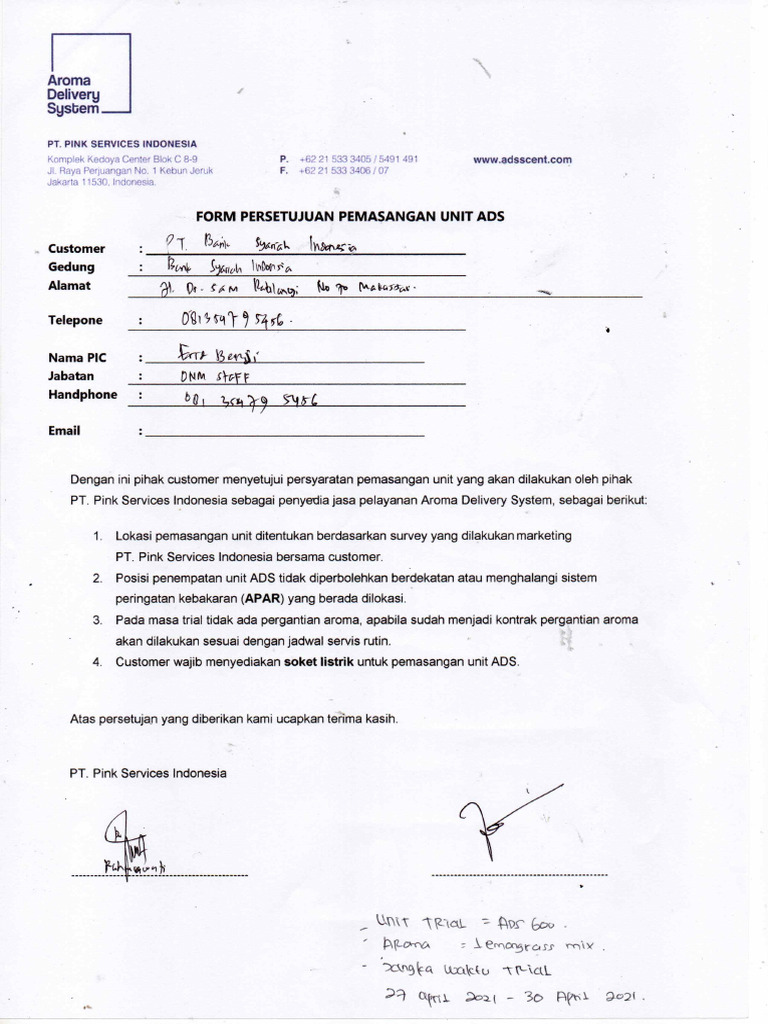 Form Triall - PT BSI | PDF