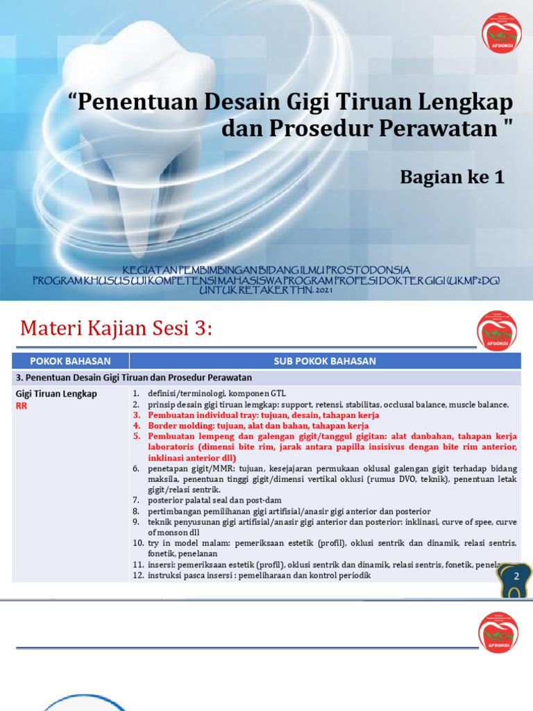 AFDOKGI#Materi GTL-Pencetakan Anatomis - Mentoring Prosto | PDF