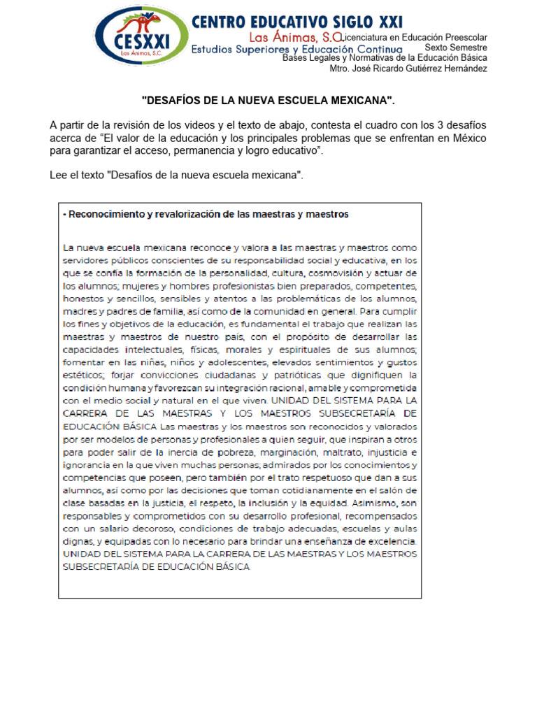 Desafíos de La Nem | PDF | Educación de la primera infancia | México