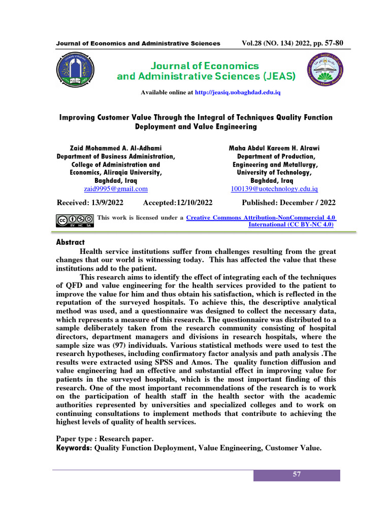 Improving Customer Deployment: Value Through The Integral of Techniques Quality Function and ...