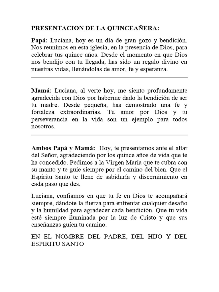 Presentacion de La Quinceañera | PDF