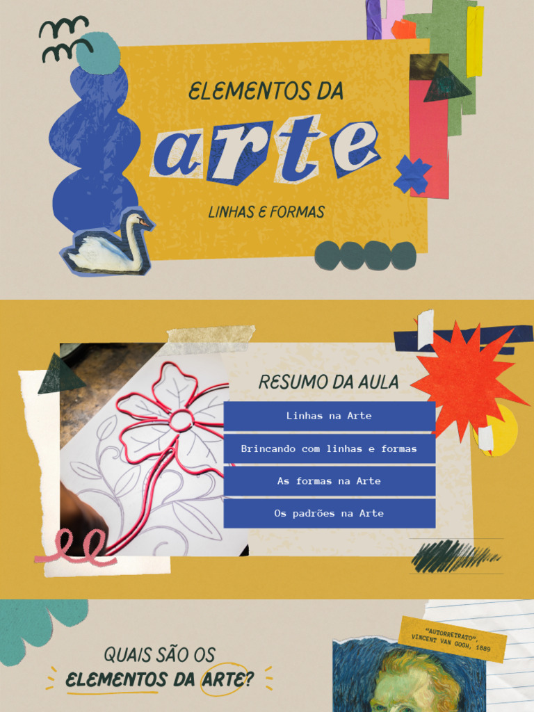 Apresentação Educacional Elementos Da Arte - Linhas e Formas Colagem ...
