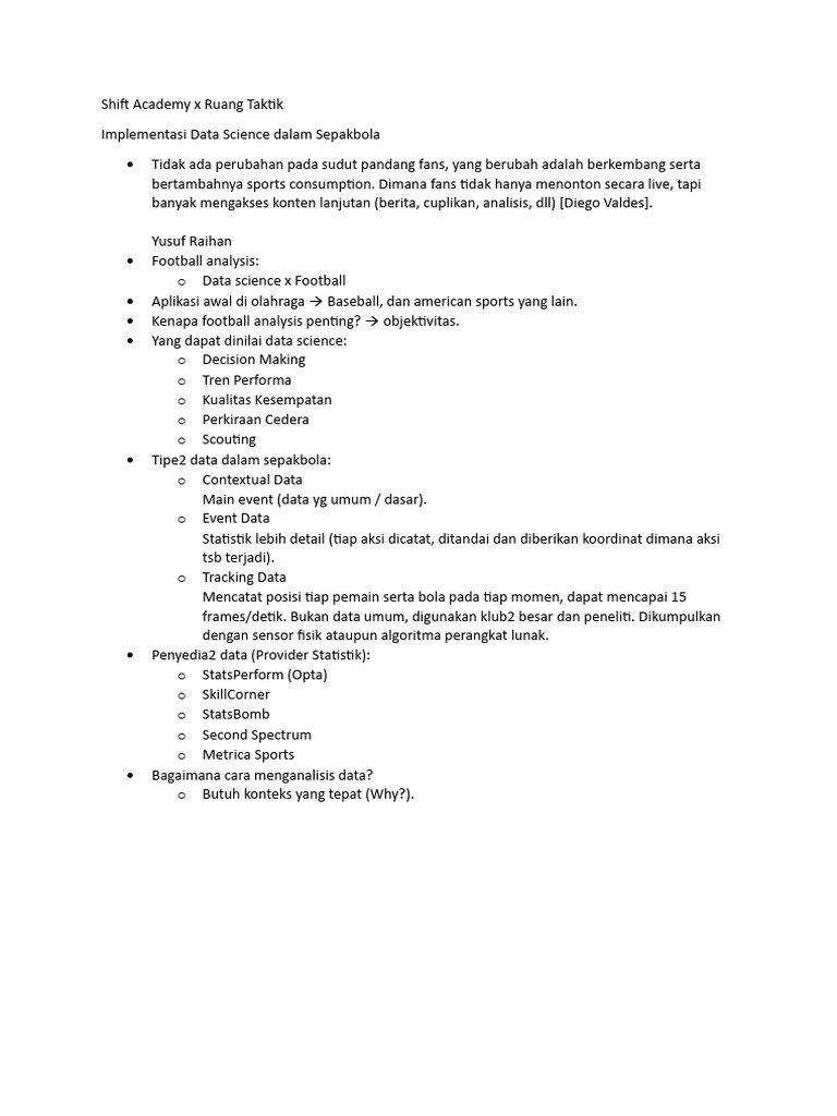 Shift Academy X Ruang Taktik - Implementasi Data Science Dalam ...