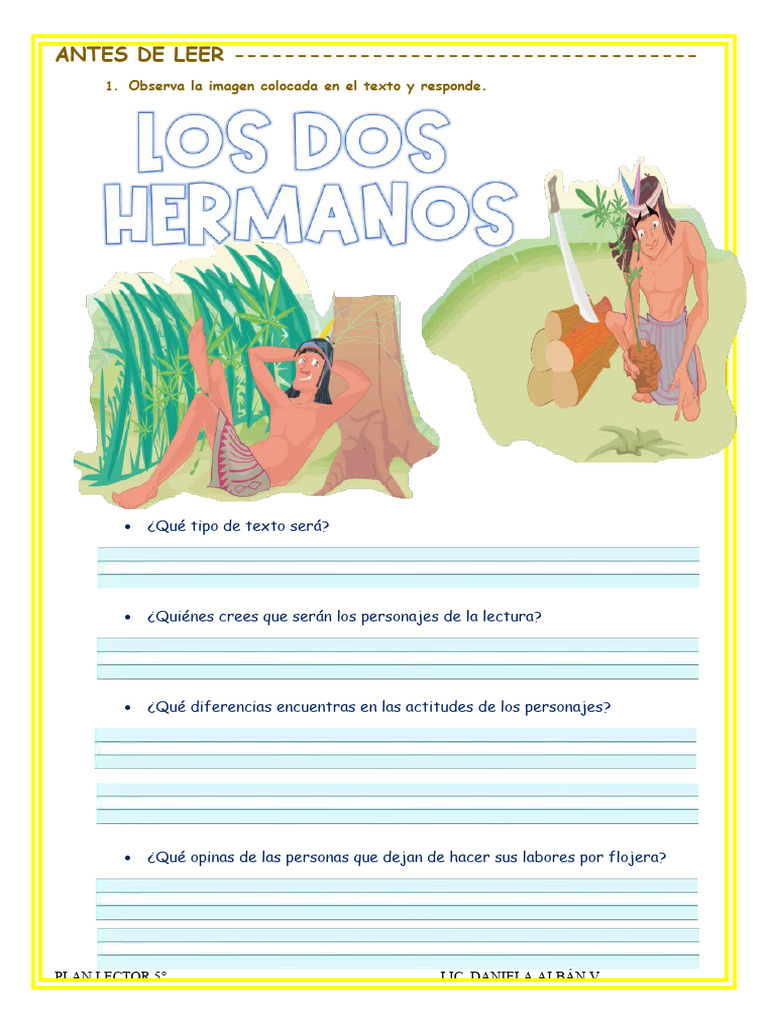 U2 FICHA D4 PLAN LECTOR Los Dos Hermanos | PDF