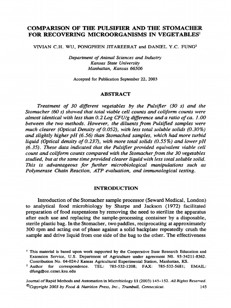 STOMACHER Wu2003 | PDF | Colony Forming Unit | Polymerase Chain Reaction