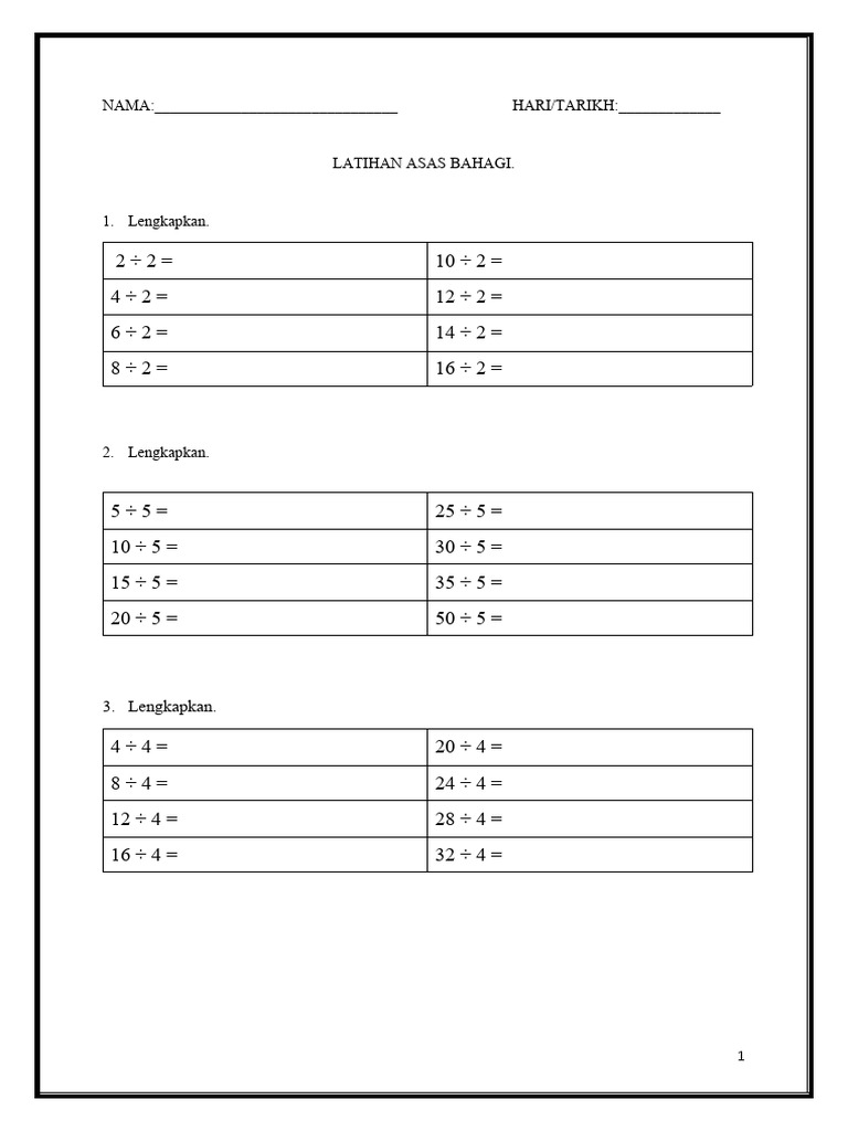 Latihan Bahagi Tahun 2 Pdf