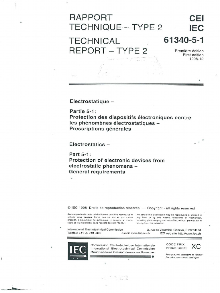 IEC 61340-5-1 Ed 1 1998-12 - Electrostatics - Protection of Elec - Devices From Elec - Phenomena ...