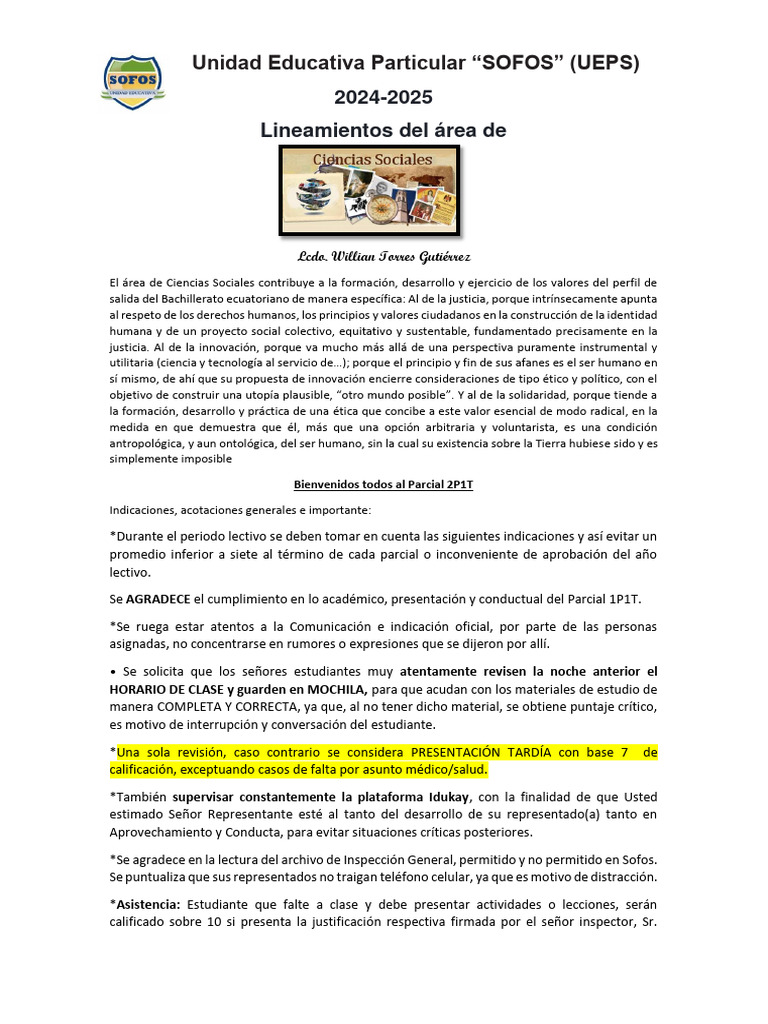 Lineamientos 2p1t Sociales 2024 Sofos | PDF | Crecimiento personal y profesional | Ciencias sociales