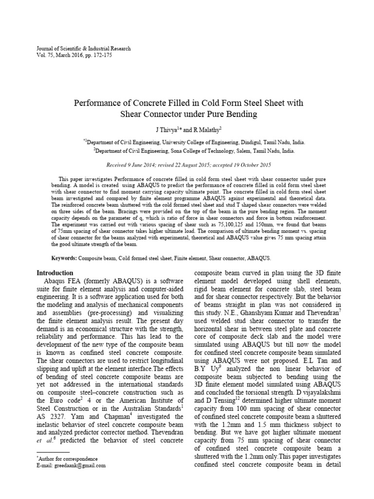 Performance of Concrete Filled in Cold Form Steel Sheet With Shear ...